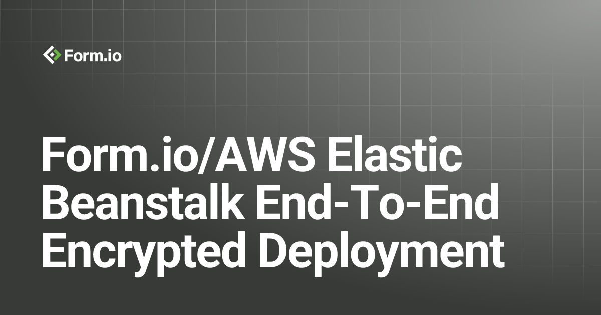 Form.io/AWS Elastic Beanstalk End-To-End Encrypted Deployment | Form.io Documentation